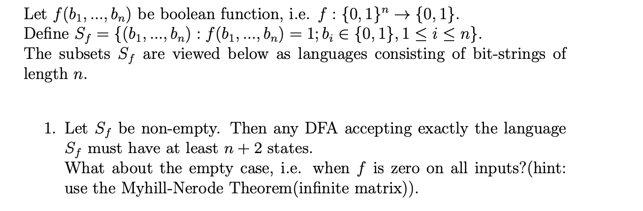 Solved Let f(b1,…,bn) be boolean function, i.e. | Chegg.com