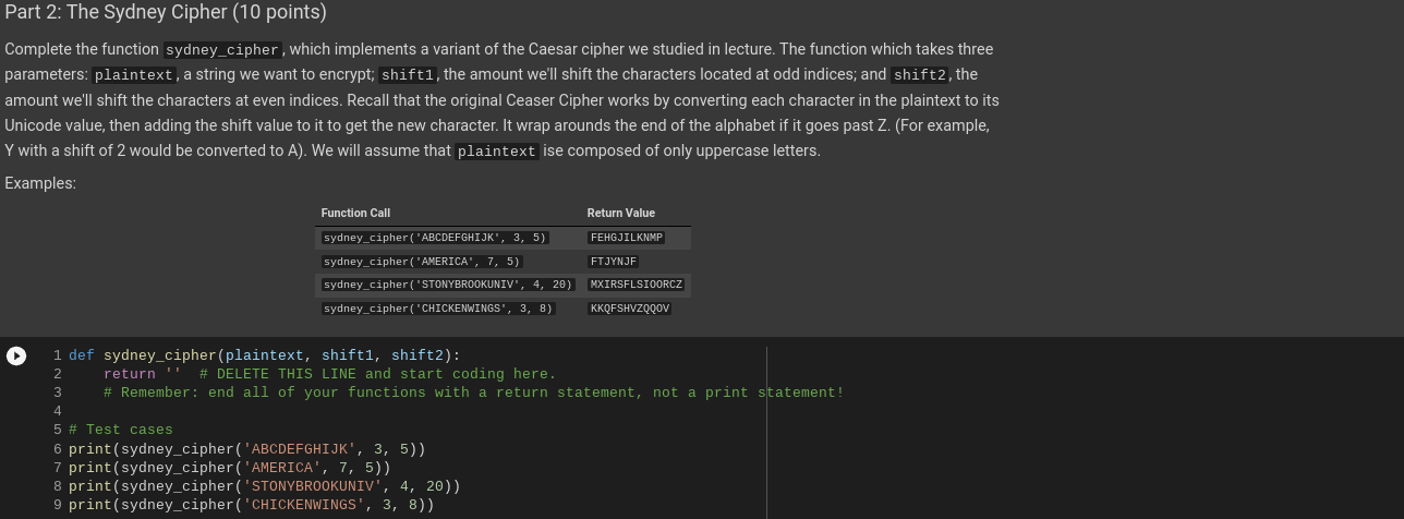Solved Part 2: The Sydney Cipher (10 points) Complete the | Chegg.com