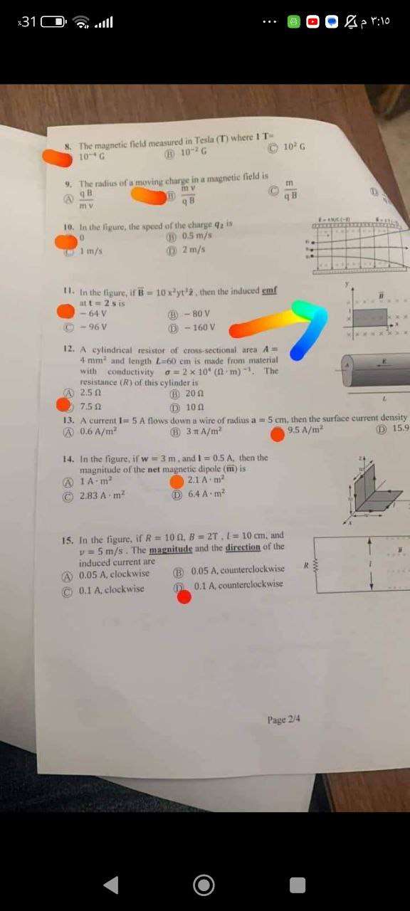 Solved 8. The magnetic field measured in Tesla (T) where 1 | Chegg.com