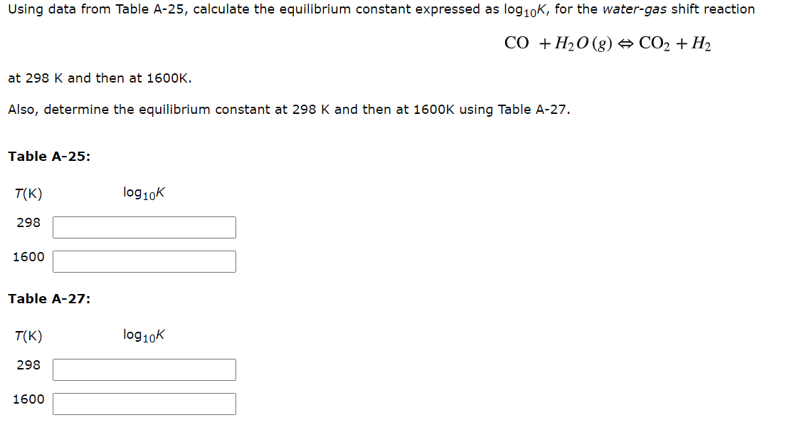 Solved Using data from Table A-25, calculate the equilibrium | Chegg.com