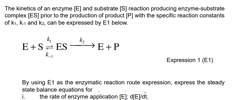 Solved The kinetics of an enzyme [E] and substrate [S] | Chegg.com