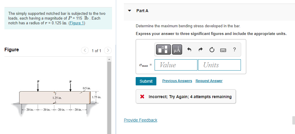 Solved The simply supported notched bar is subjected to the | Chegg.com