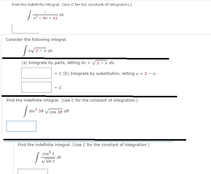 Solved Find the indefinite integral. (Use C for the constant | Chegg.com