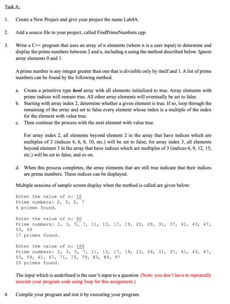 Solved Task B: 1. New Project and give your project the name | Chegg.com