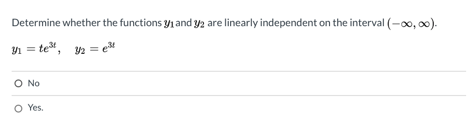Solved Determine whether the functions yi and Y2 are | Chegg.com