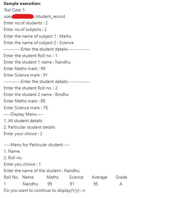 Solved Write a program to Implement the student record using | Chegg.com