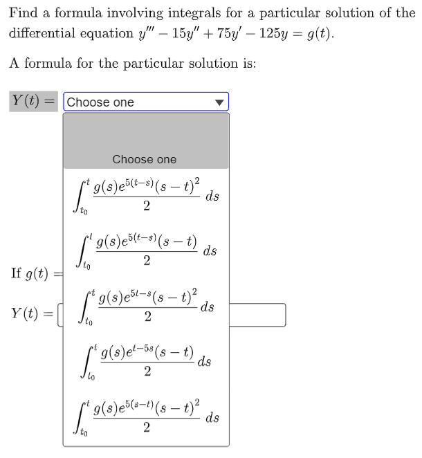 Solved Find a formula involving integrals for a particular | Chegg.com