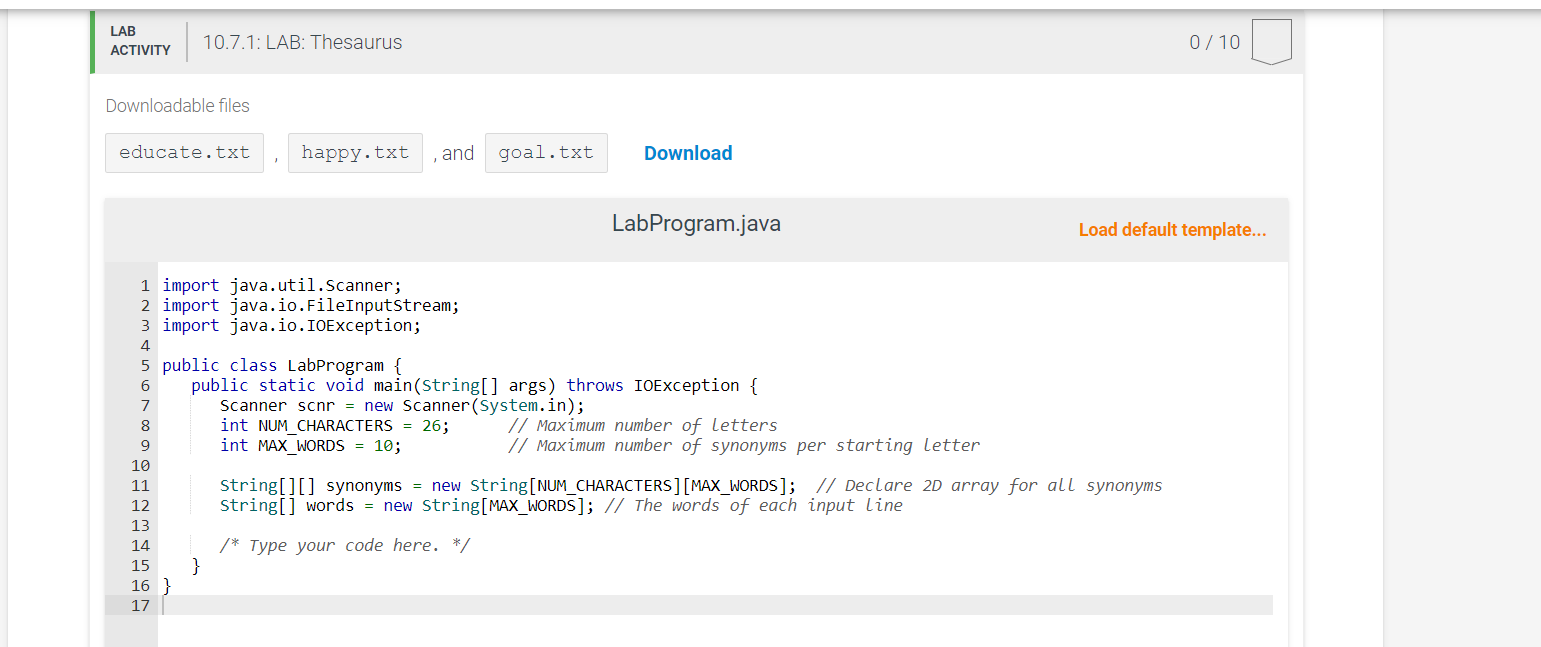Solved 10./ LAB: I hesaurus Given a set of text files | Chegg.com
