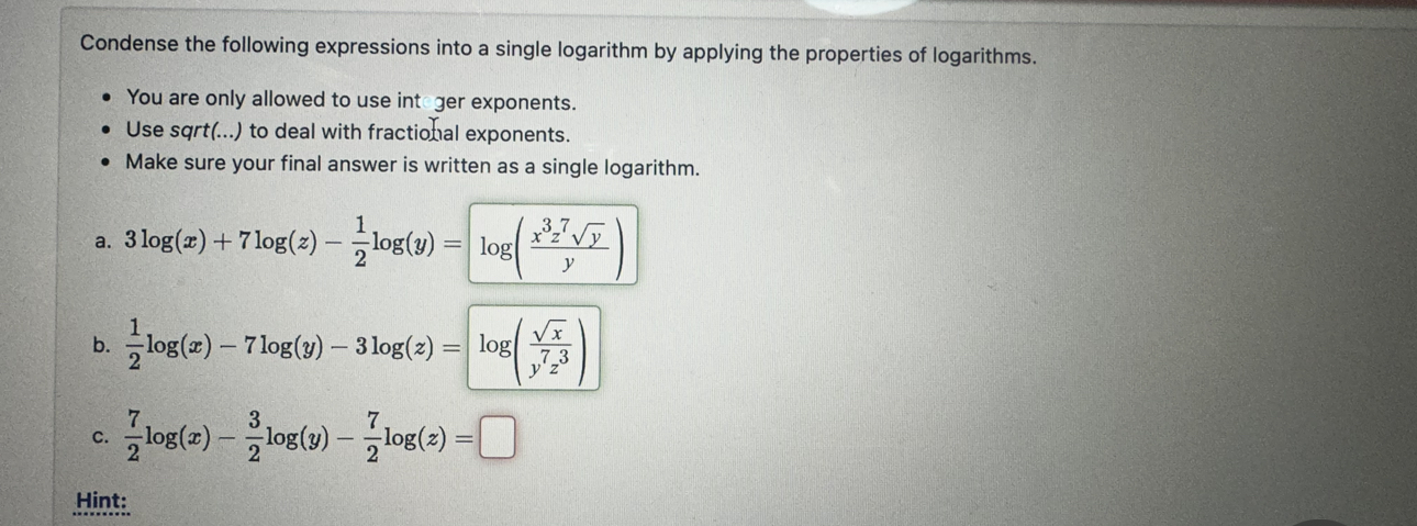 Solved Condense the following expressions into a single | Chegg.com