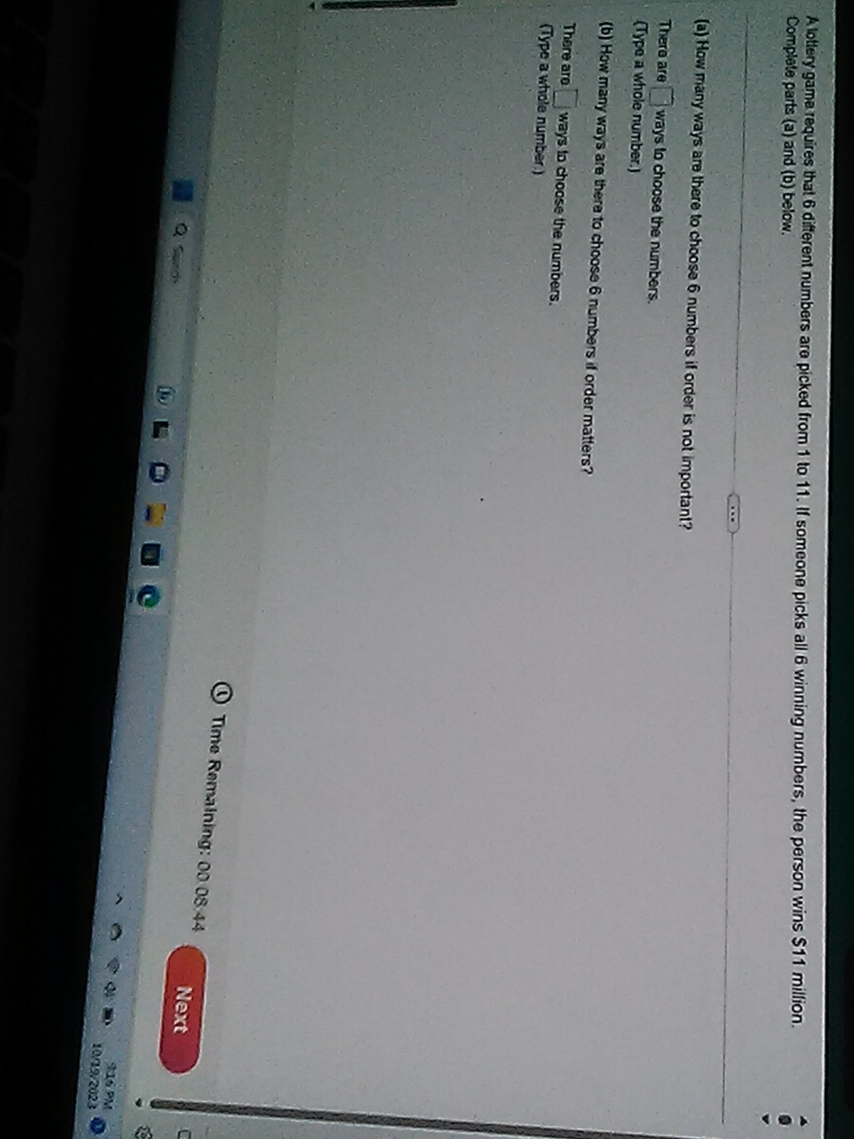 Solved A lottery game requires that 6 different numbers are | Chegg.com