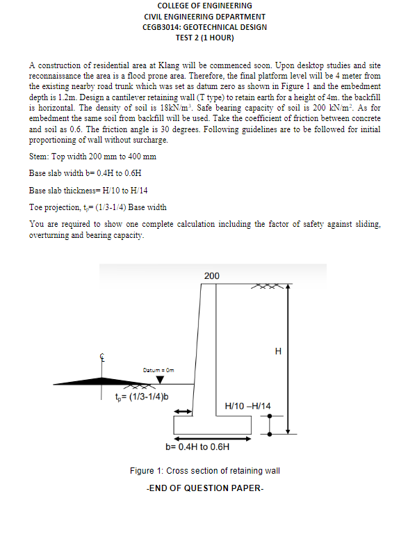 Solved COLLEGE OF ENGINEERING CIVIL ENGINEERING DEPARTMENT | Chegg.com