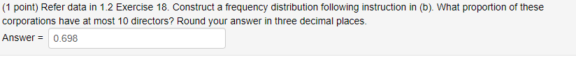 Solved (1 point) Refer data in 1.2 Exercise 18 . Construct a | Chegg.com
