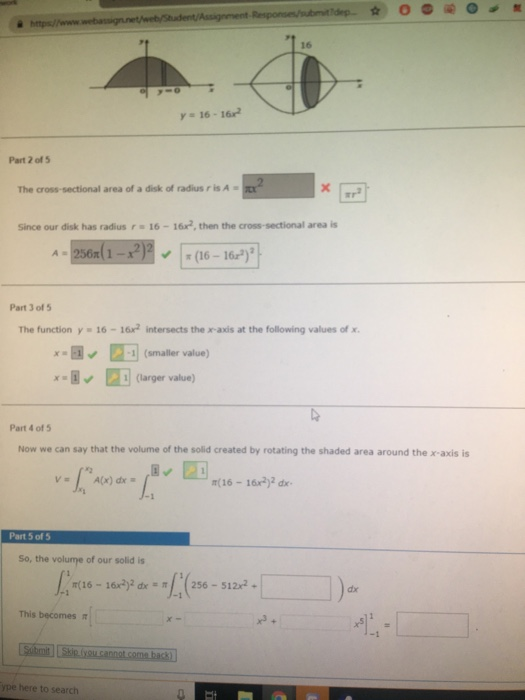 Solved 16 y 16-162 Part 2 of 5 area of a disk of radius r is | Chegg.com