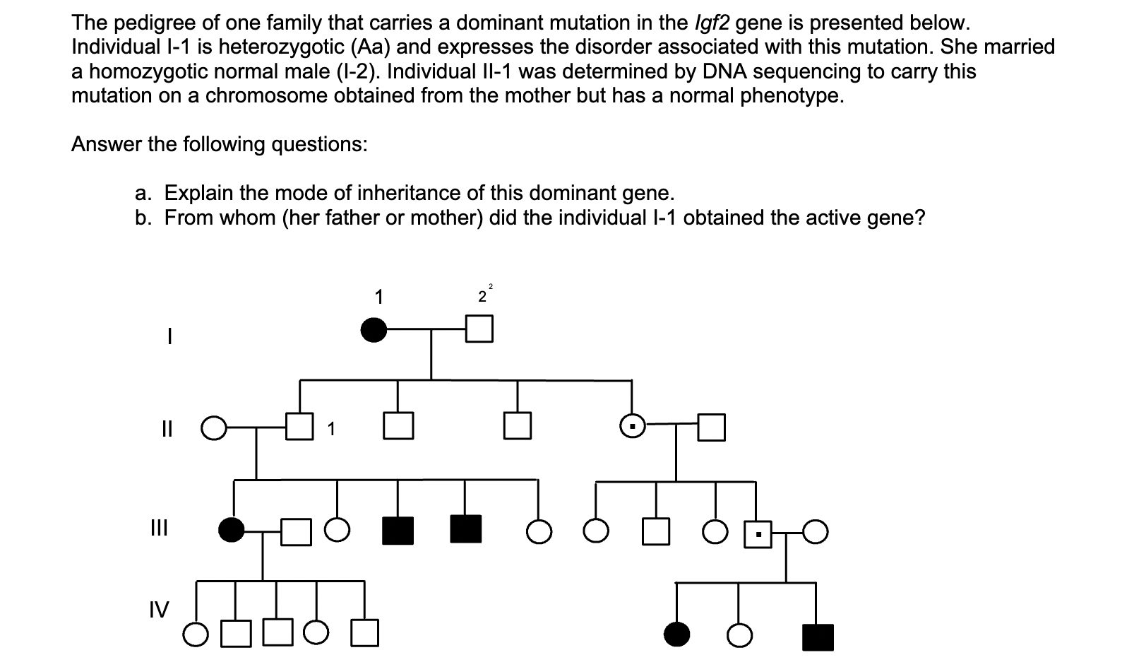 Solved The pedigree of one family that carries a dominant | Chegg.com