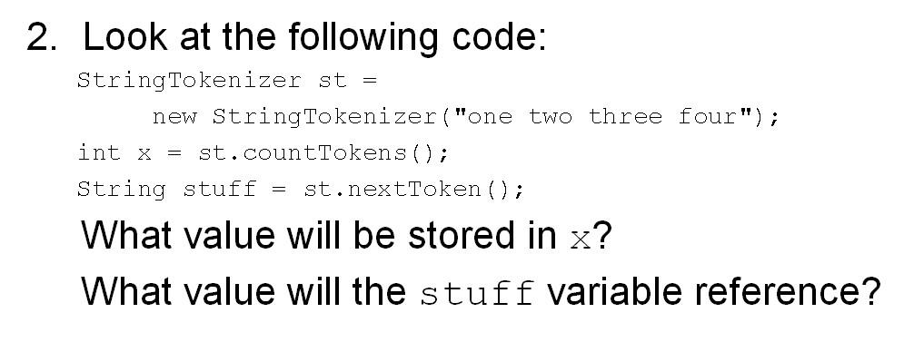 Solved Look At The Following Code Stringtokenizer St New