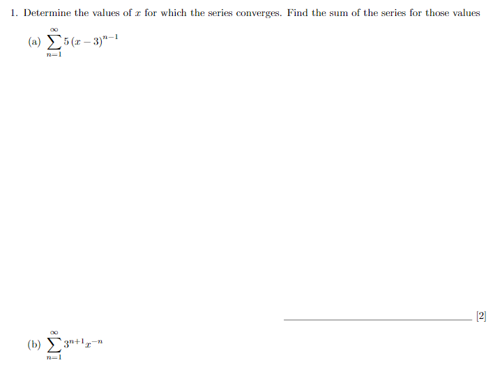 Solved 1. Determine the values of r for which the series | Chegg.com
