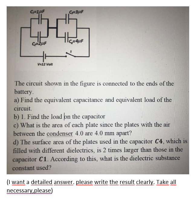 Solved G=14F C=3uF CH) HOME COMF c=44F V212 Volt The circuit | Chegg.com