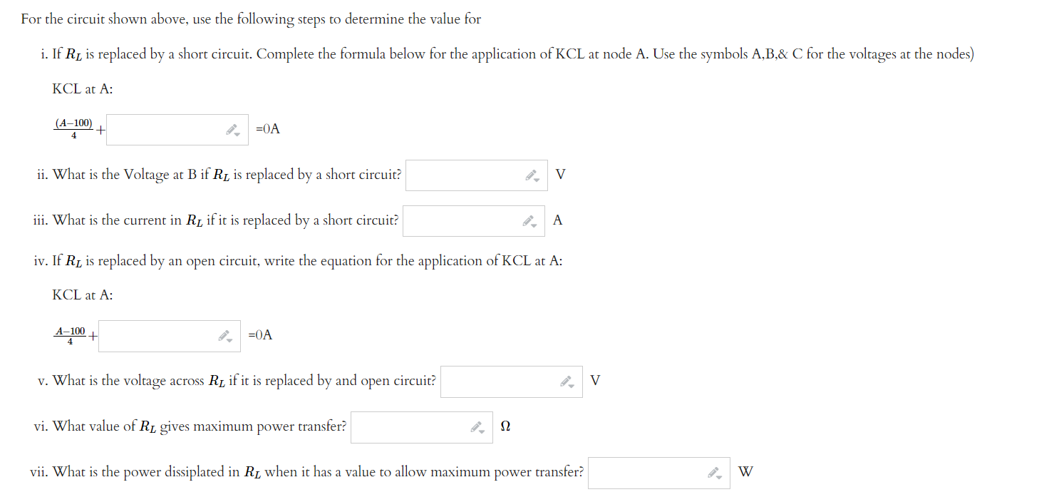 Solved For the circuit shown above, use the following steps | Chegg.com