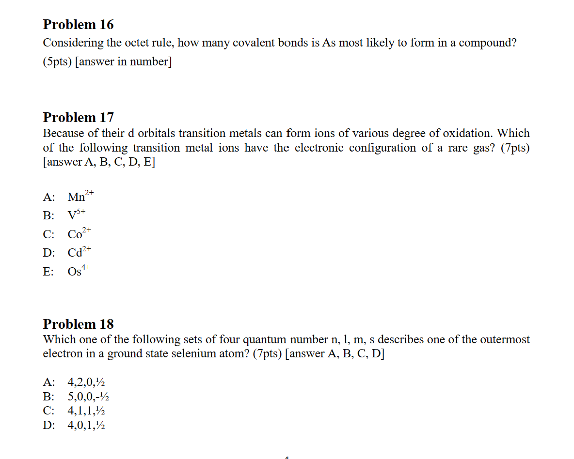 Solved Problem 16 Considering the octet rule, how many | Chegg.com