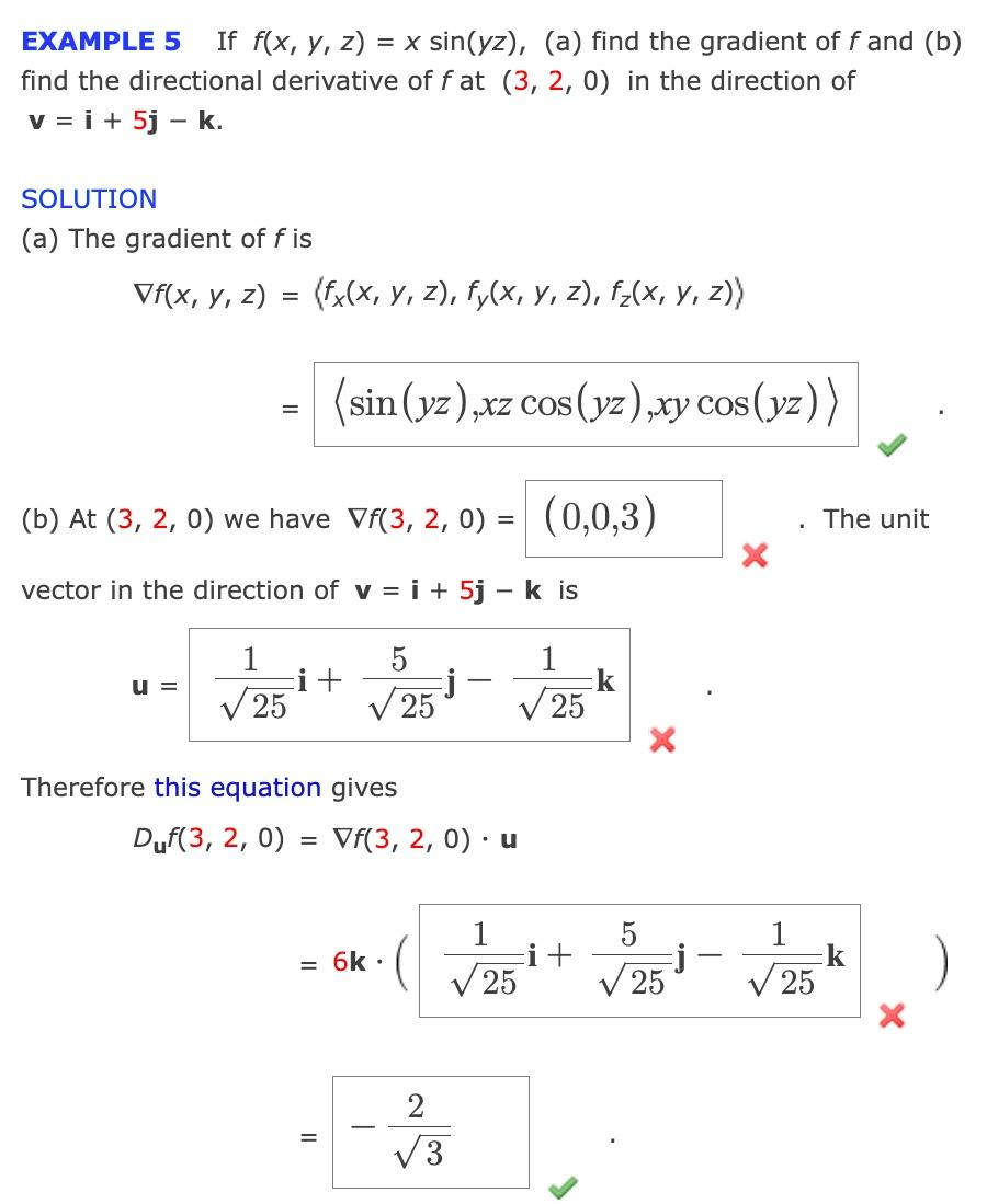 Solved EXAMPLE 5 If f(x,y,z)=xsin(yz), (a) find the gradient | Chegg.com