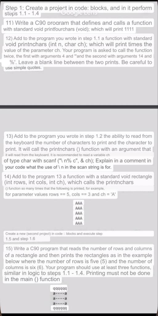 Solved Step 1: Create a project in code: blocks, and in it | Chegg.com