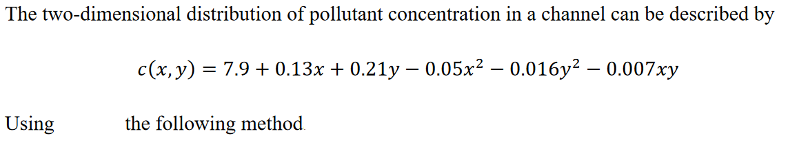 The two-dimensional distribution of pollutant | Chegg.com