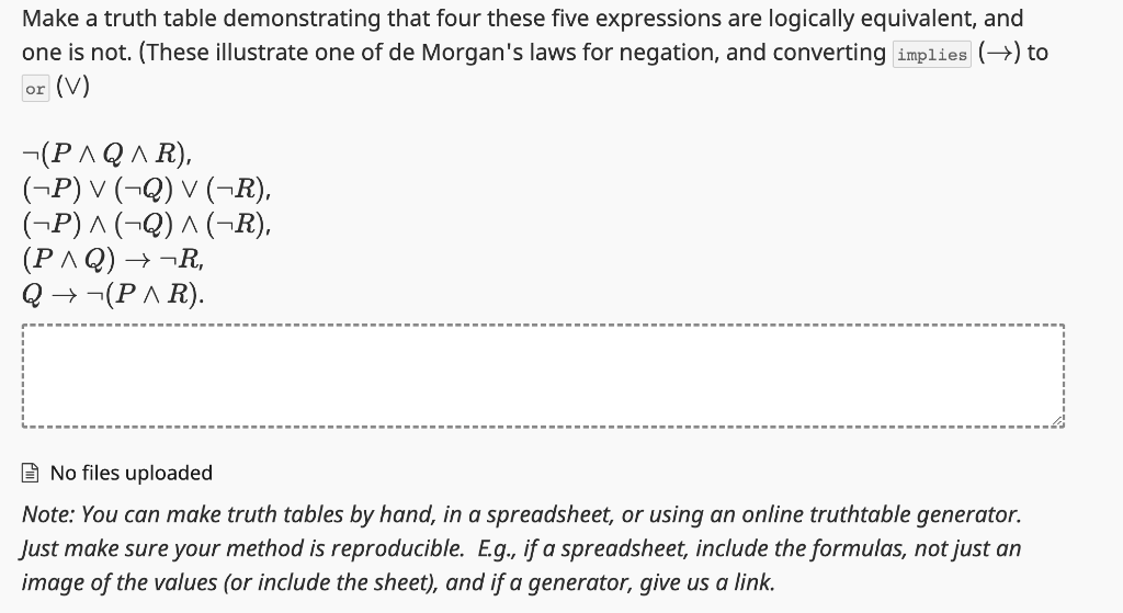 Solved Make a truth table demonstrating that four these five | Chegg.com