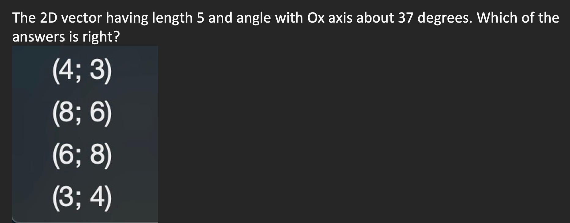 Solved The 2D vector having length 5 and angle with 0x axis | Chegg.com