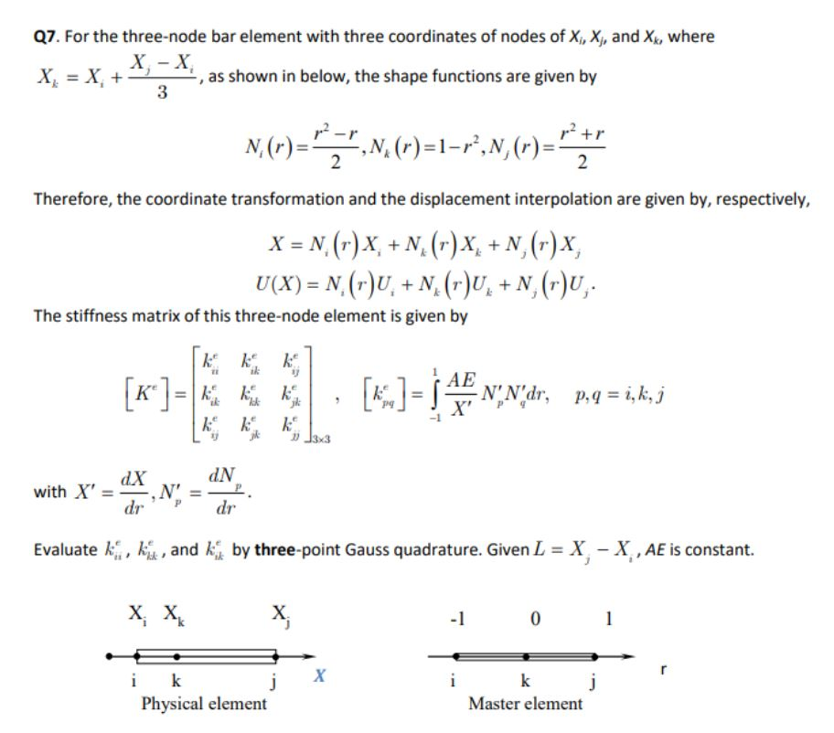 Q7. For the three-node bar element with three | Chegg.com
