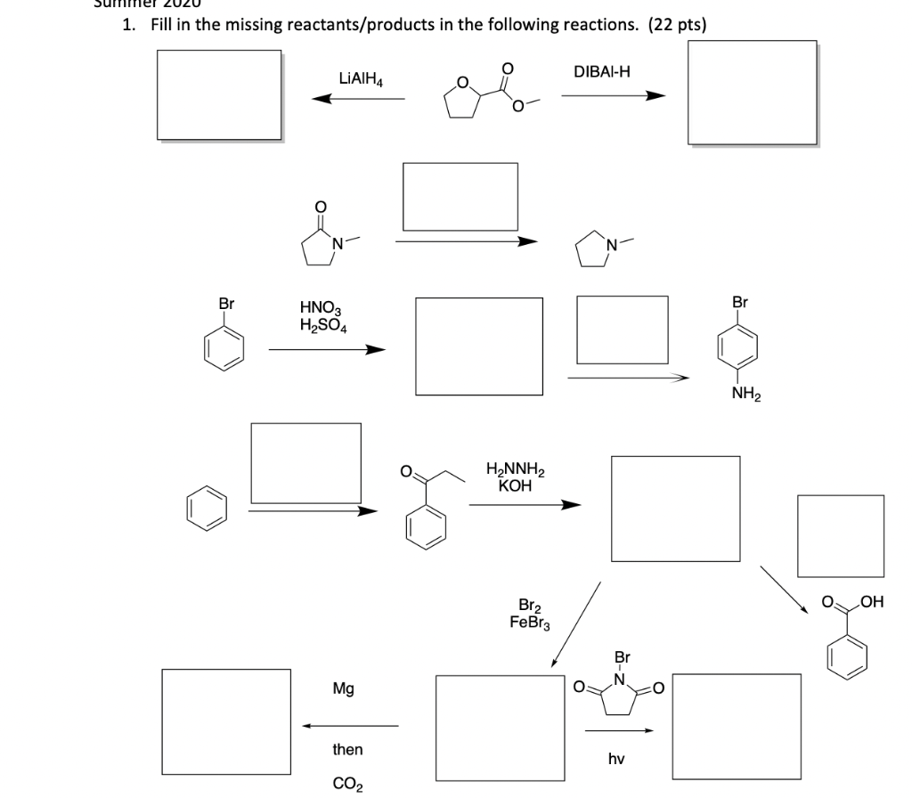Solved 1. Fill in the missing reactants/products in the | Chegg.com