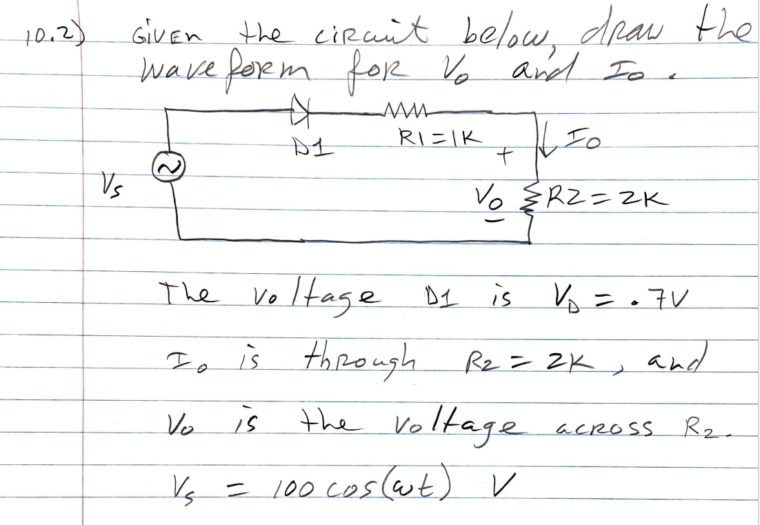 Solved 10 2 given The Circuit Below Draw Thewaveform For