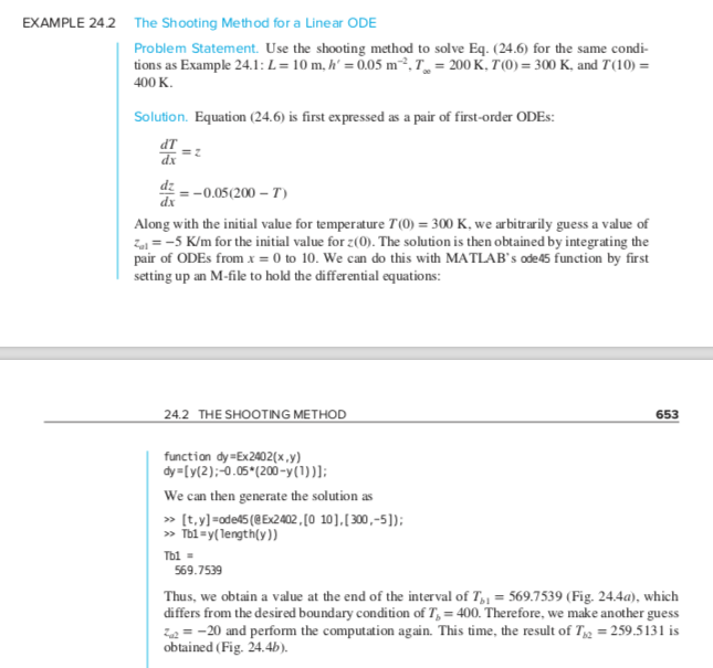 24.6 Develop an M-file to implement the shooting | Chegg.com