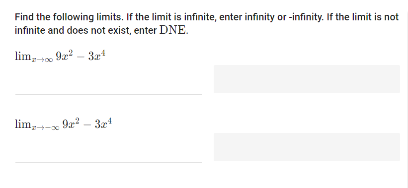 Solved Find the following limits. If the limit is infinite, | Chegg.com