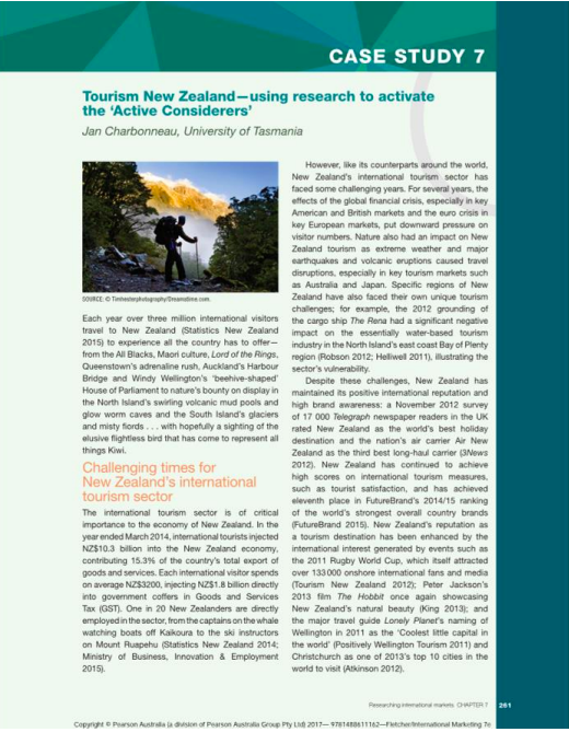 Solved CASE STUDY 7 Tourism New Zealand-using research to | Chegg.com