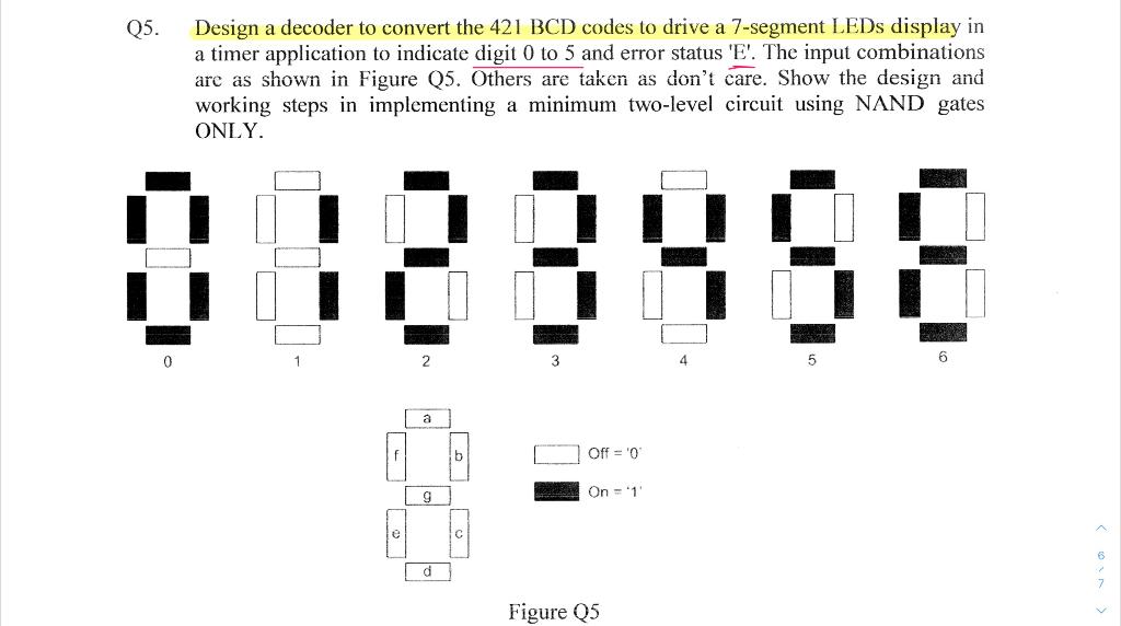 Solved Q5 Design A Decoder To Convert The 421 Bcd Codes To 