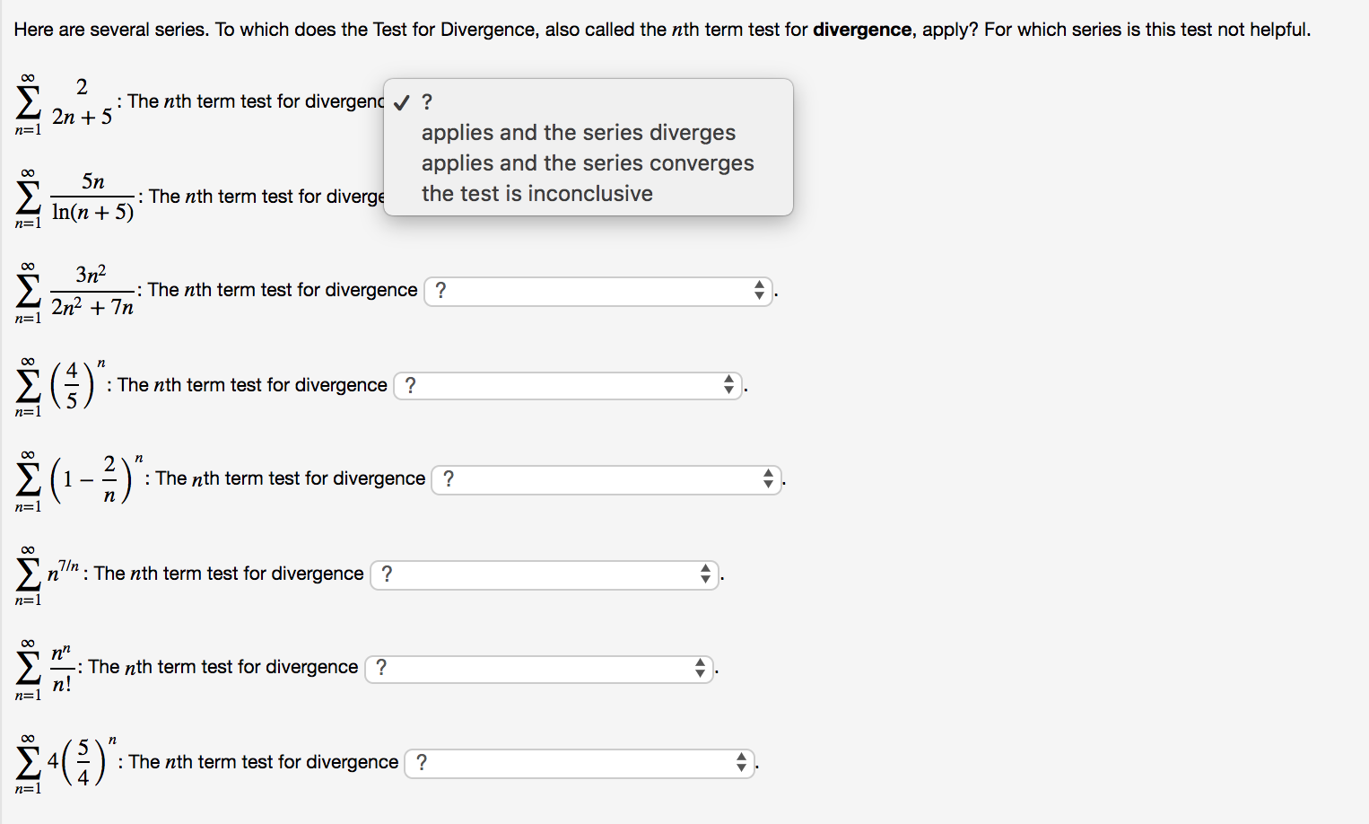 Nth Term Test For Divergence 3 Helpful Examples Solved: 1. Give The ...