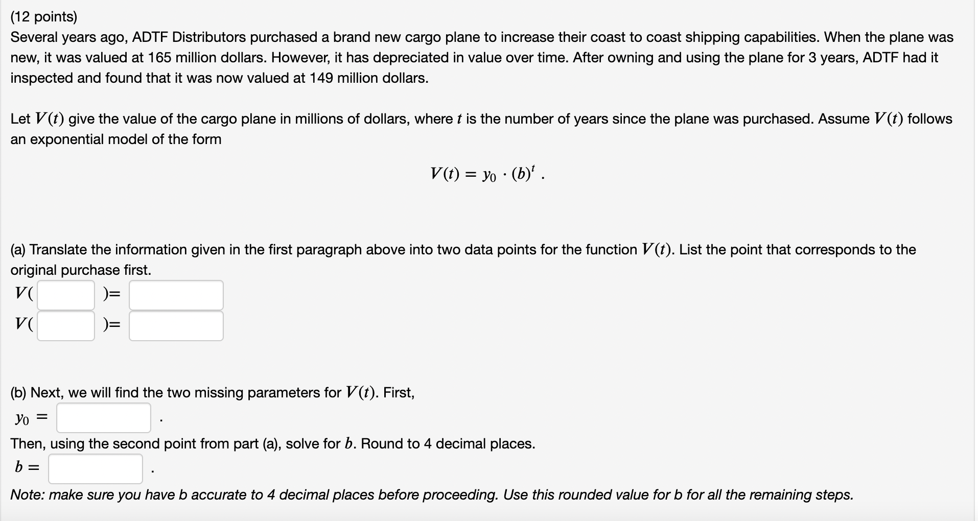 Solved (12 points) Several years ago, ADTF Distributors | Chegg.com