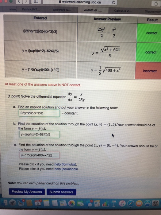 Solved ? webwork.elearning.ubc.ca www PatrickJMT Webwork A | Chegg.com