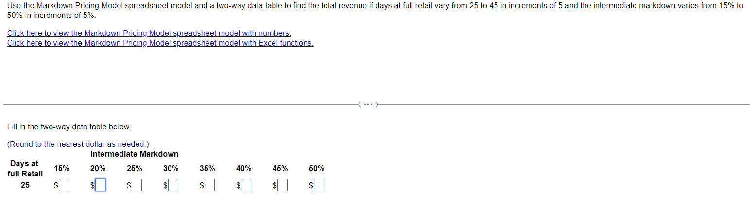 Solved 50% in increments of 5%. Fill in the two-way data | Chegg.com