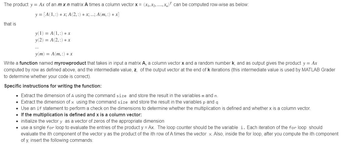 Solved The Product Y Ax Of An M X N Matrix A Times A Chegg