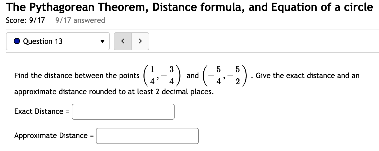 Solved The Pythagorean Theorem, Distance formula, and | Chegg.com