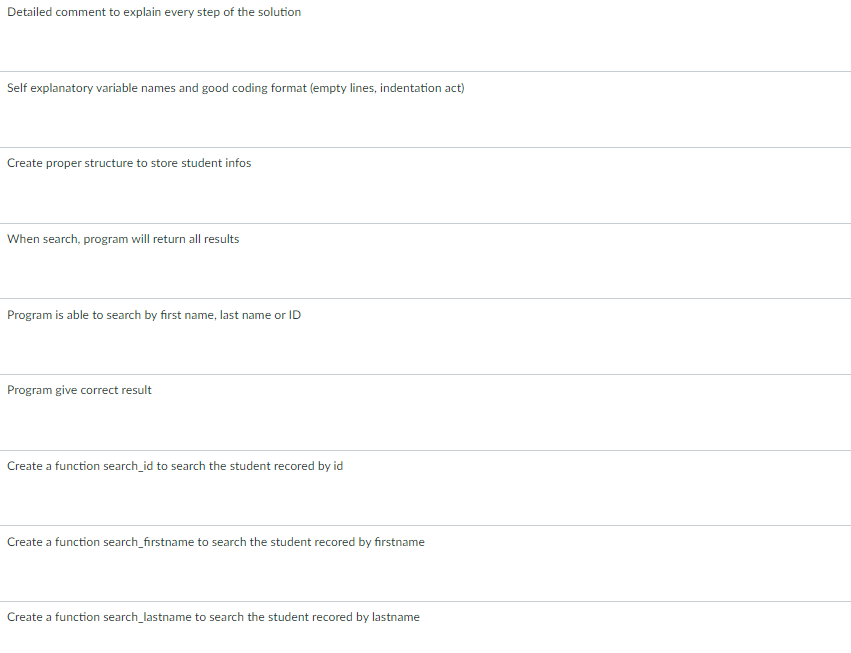 Solved Create a program that record following students' | Chegg.com