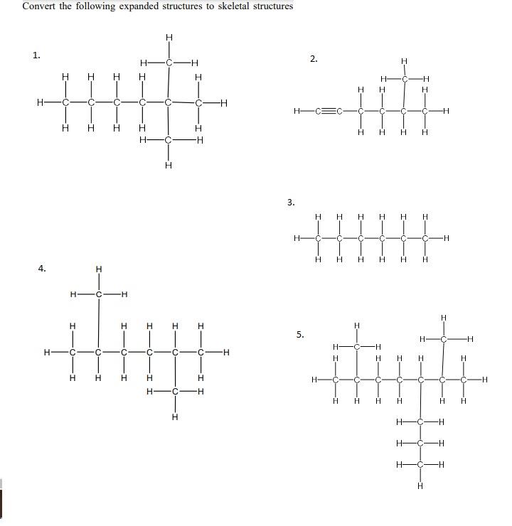 Solved Convert the following expanded structures to skeletal | Chegg.com