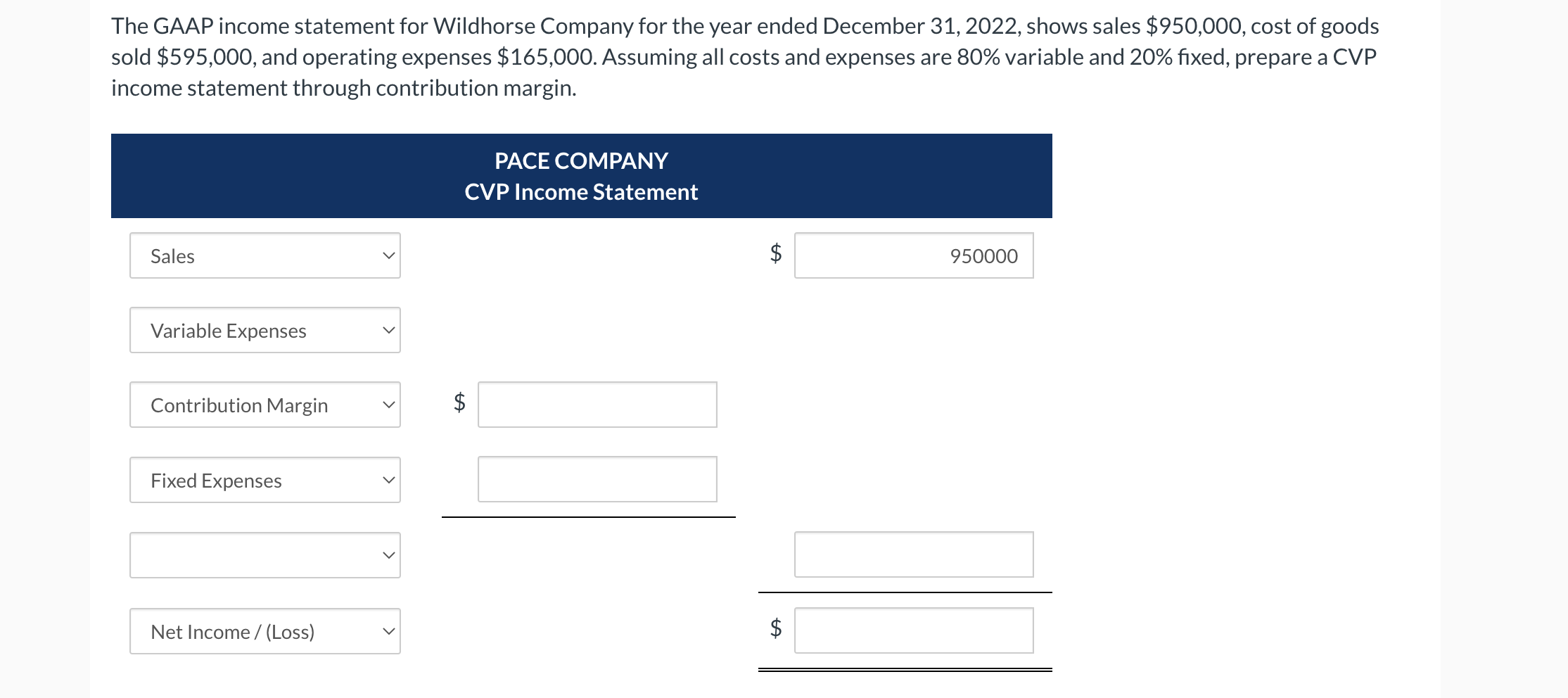 Solved The GAAP income statement for Wildhorse Company for | Chegg.com