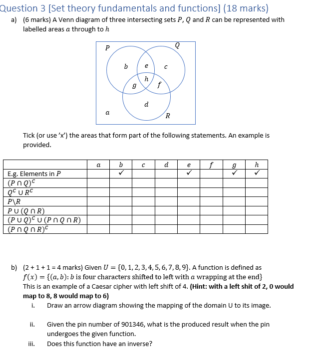 Solved Question 3 [Set theory fundamentals and functions) | Chegg.com