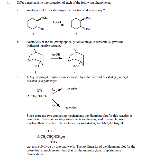 Solved 1. Offer a mechanistic interpretation of each of the | Chegg.com
