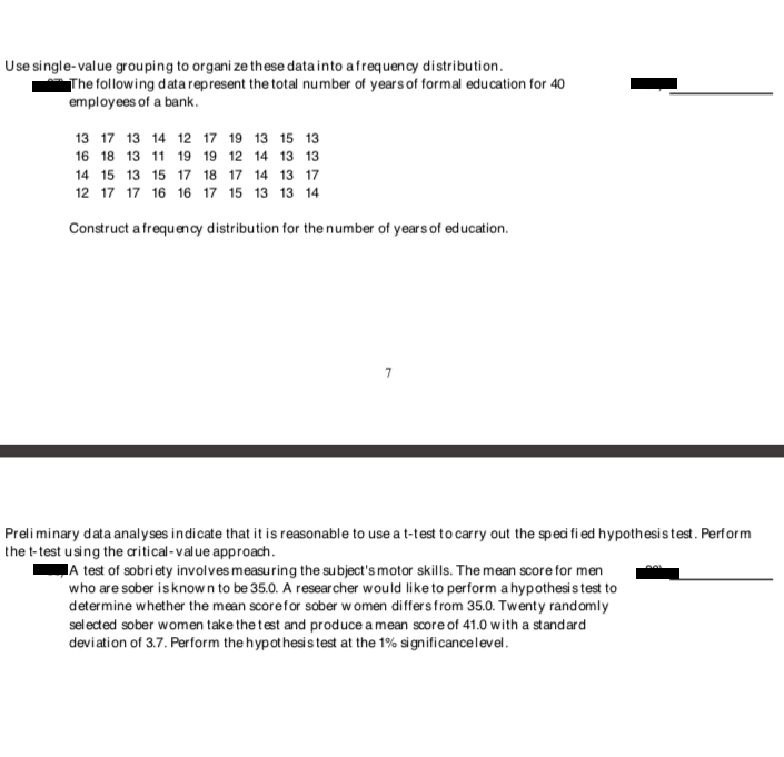 Use single-value grouping to organize these data into | Chegg.com