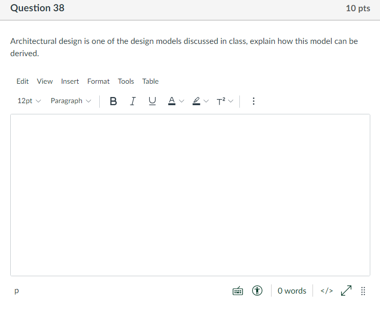 Solved Architectural design is one of the design models | Chegg.com