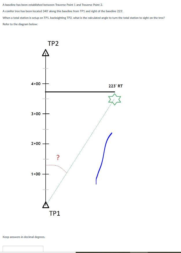 Solved A baseline has been established between Traverse | Chegg.com