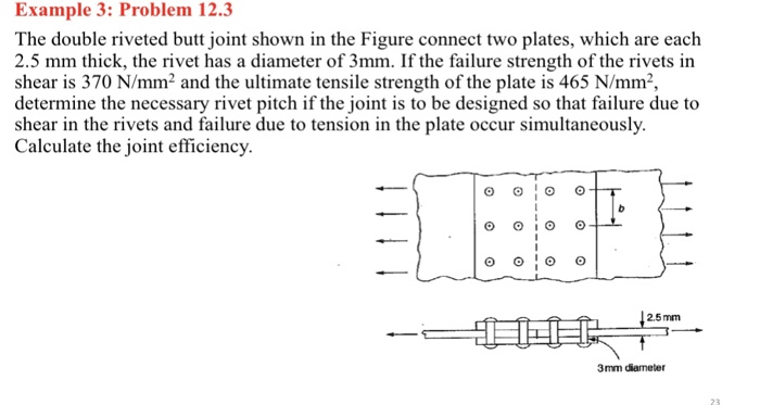 Solved Example 3: Problem 12.3 The double riveted butt joint | Chegg.com
